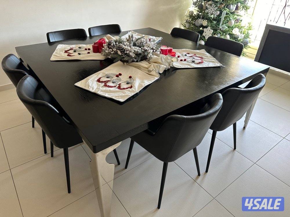 Square Dining Table with 8 Chairs، رقم:19303000