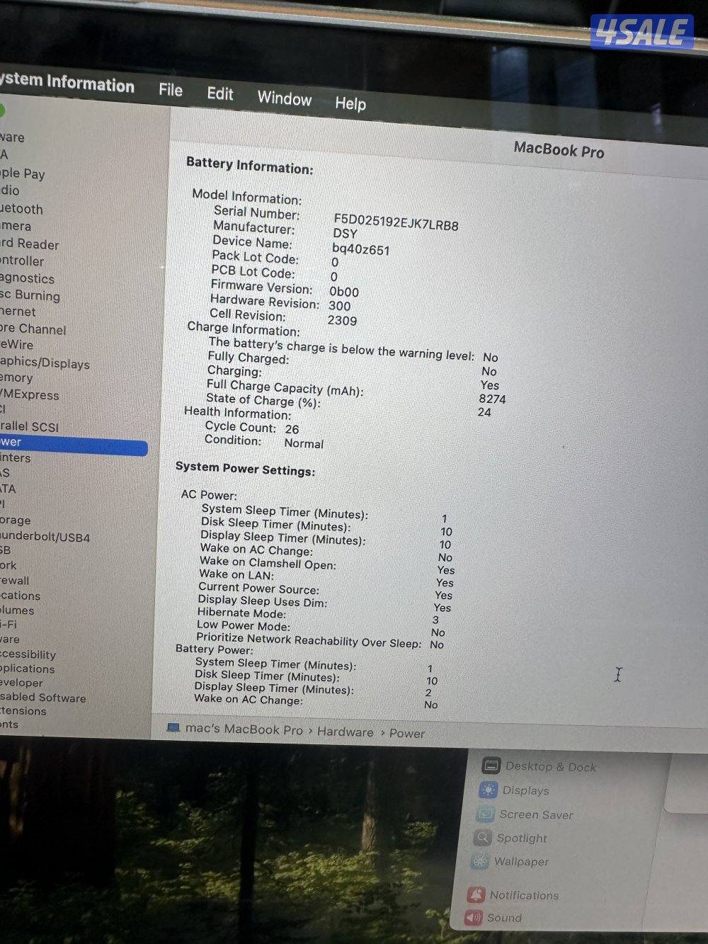 MacBook Pro core i7 2019 -16, inch 16GB ram 512gb SSD 4gb va, No: