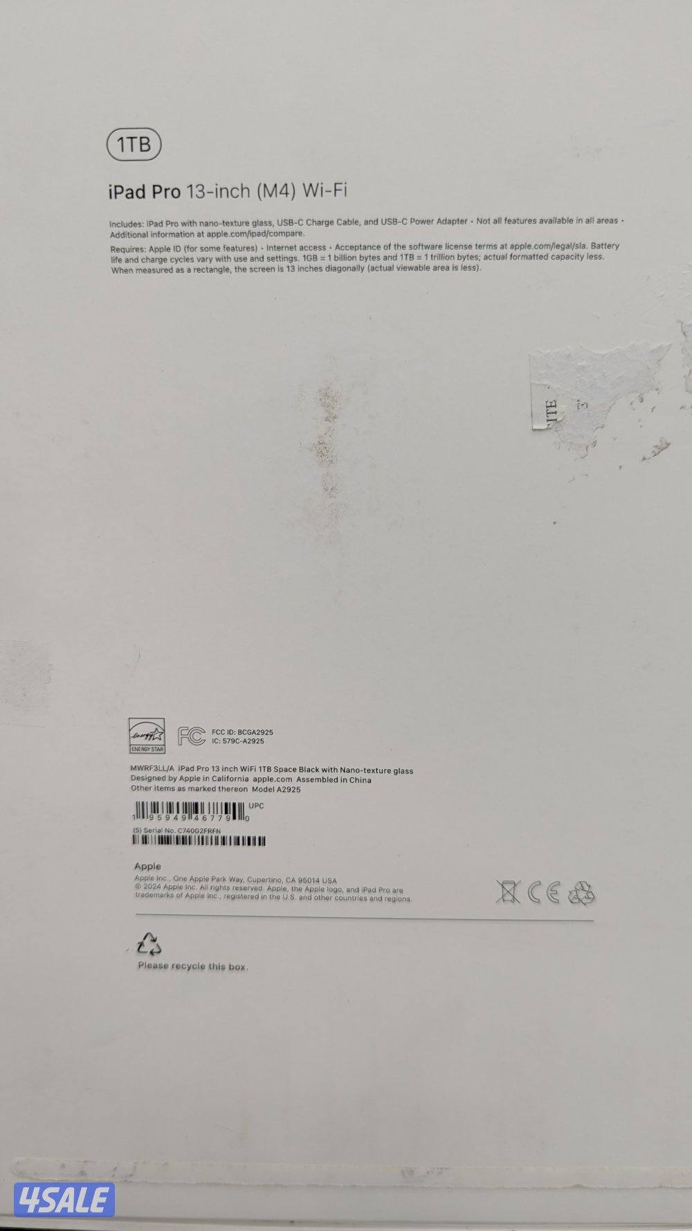 Apple Ipad pro 13 inch (M4), No:20272259