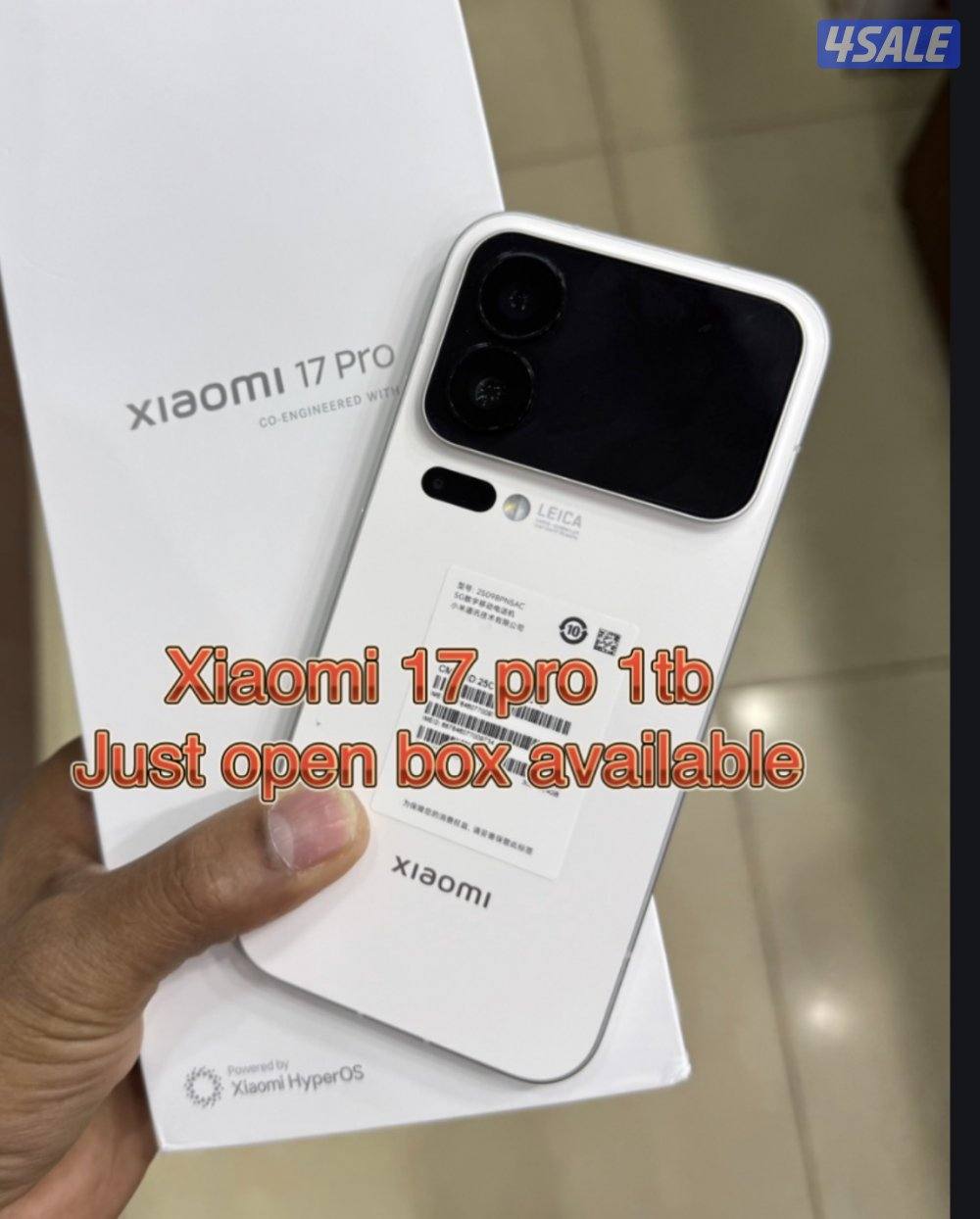 Xiaomi 17 pro 1 terabyte white color 1 day used only availab، رقم: