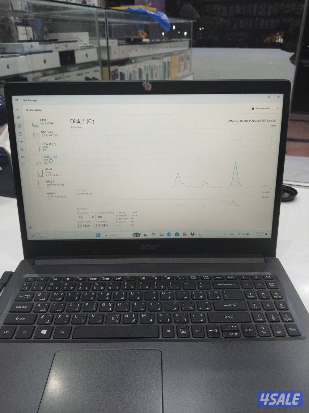 Acer intel i5 10Th Generation Ram 4GB HDD 1TB SSD 128GB Gh, No: