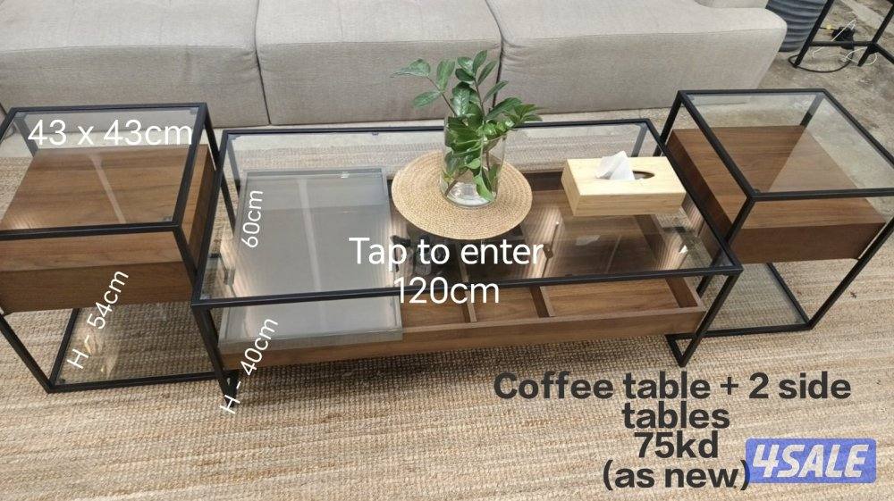 L Sofa lounge coffee table side tables, No:20546227